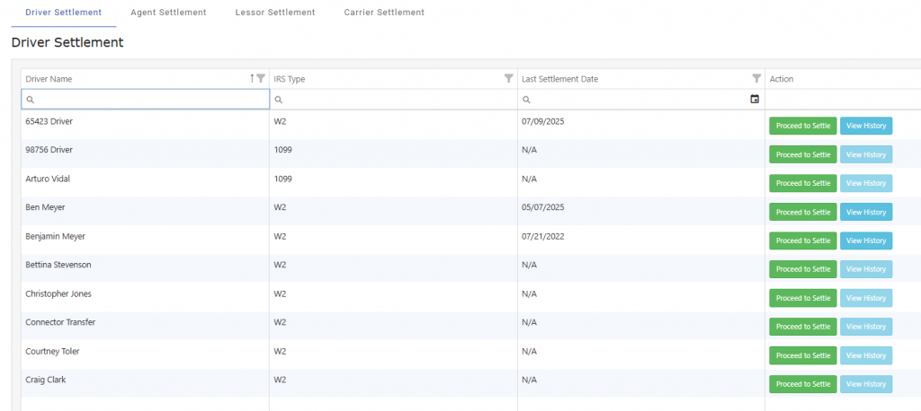 MYSTC Software | Driver Settlements