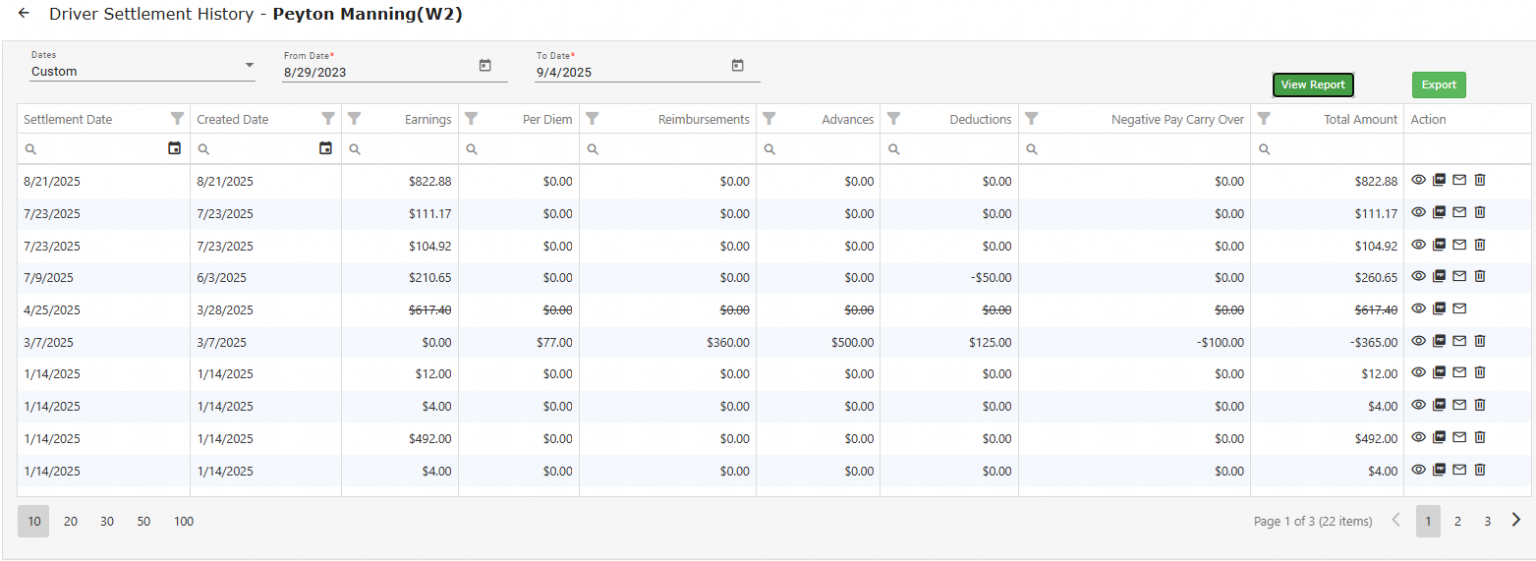 MYSTC Software | Driver Settlements